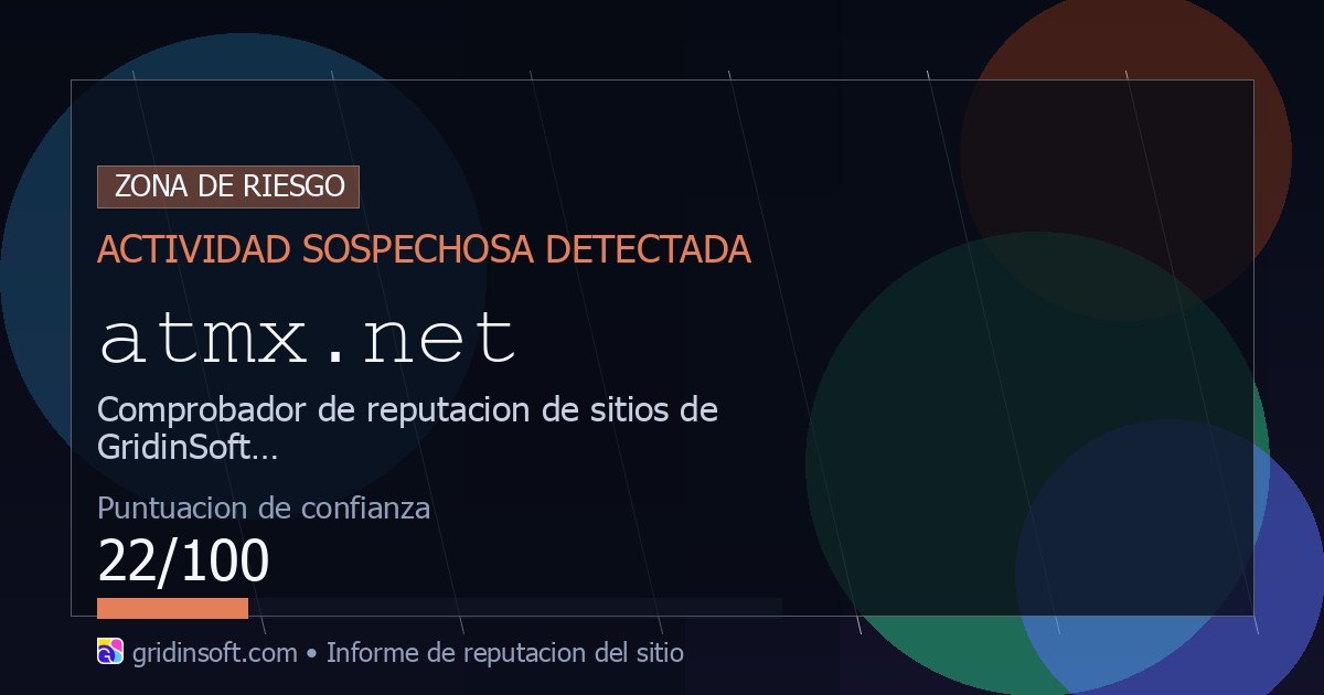 Atmx.net: Sitio web sospechoso y Puntuación externa baja