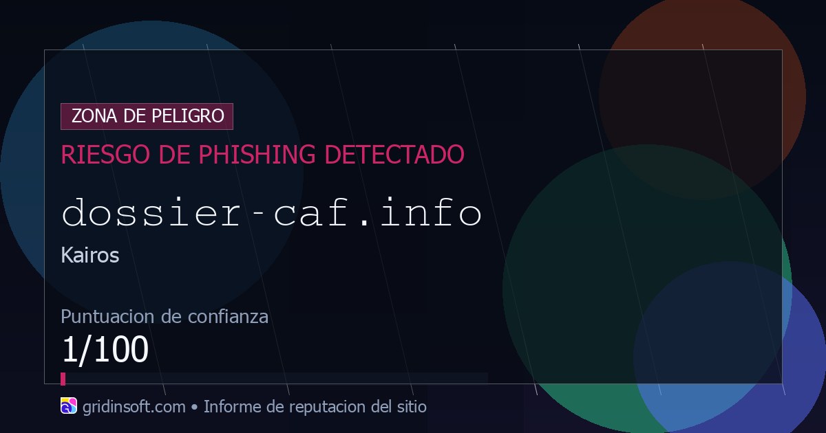 Dossier-caf.info alerta: no introduzca contraseñas (Confianza 1/100)