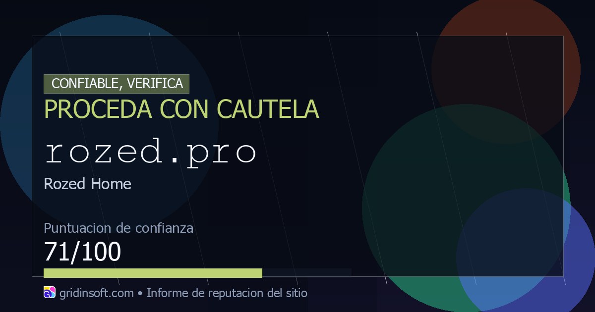 Rozed.pro: ¿seguro o legítimo? (Confianza 71/100)