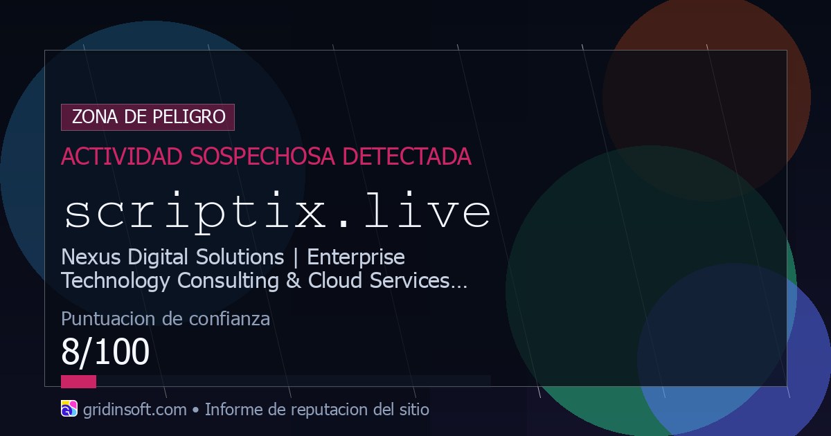 Scriptix.live: alerta de blacklist (Confianza 8/100)