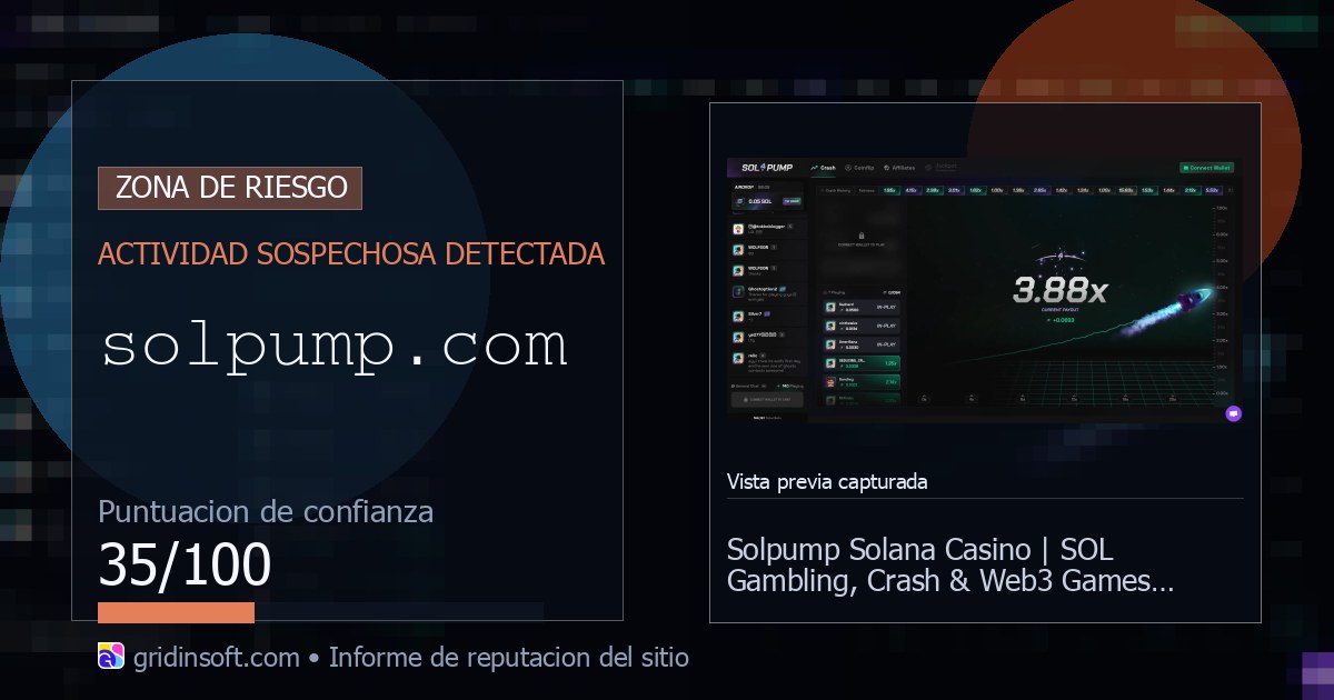 Solpump.com – Puntuación externa baja y alto riesgo (35/100)