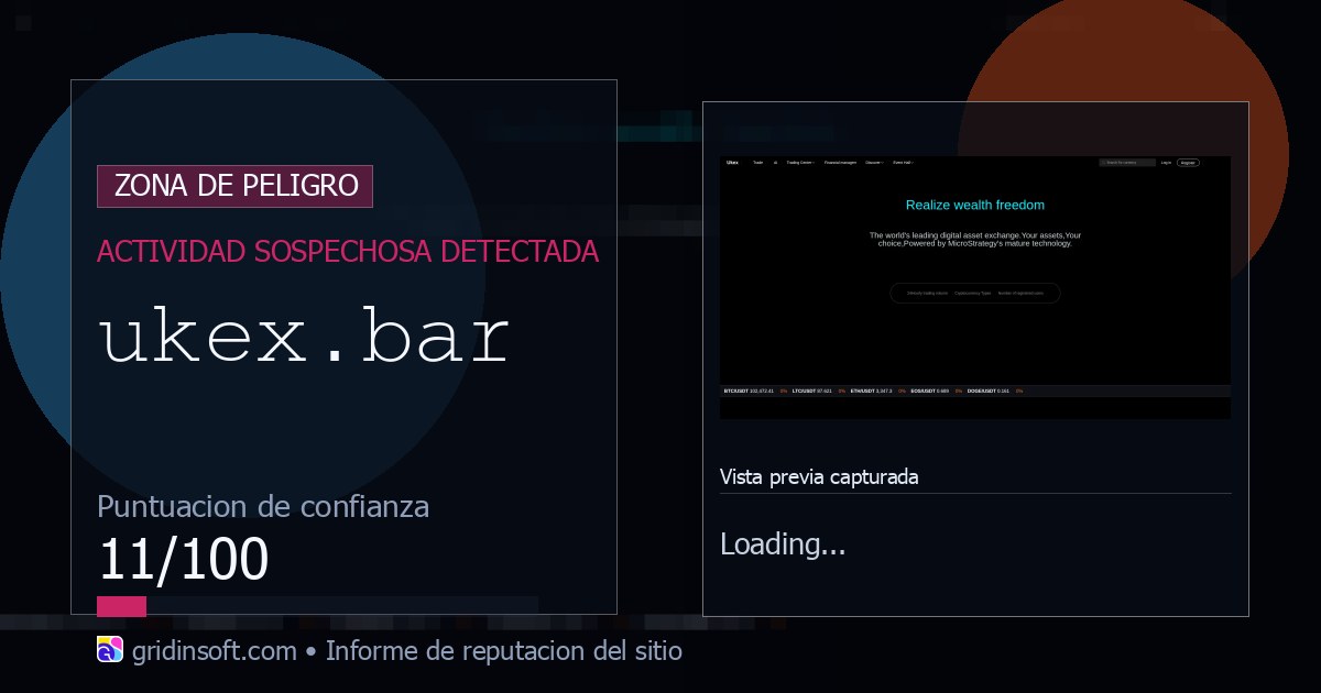 Ukex.bar: Sitio web sospechoso y Riesgo de estafa