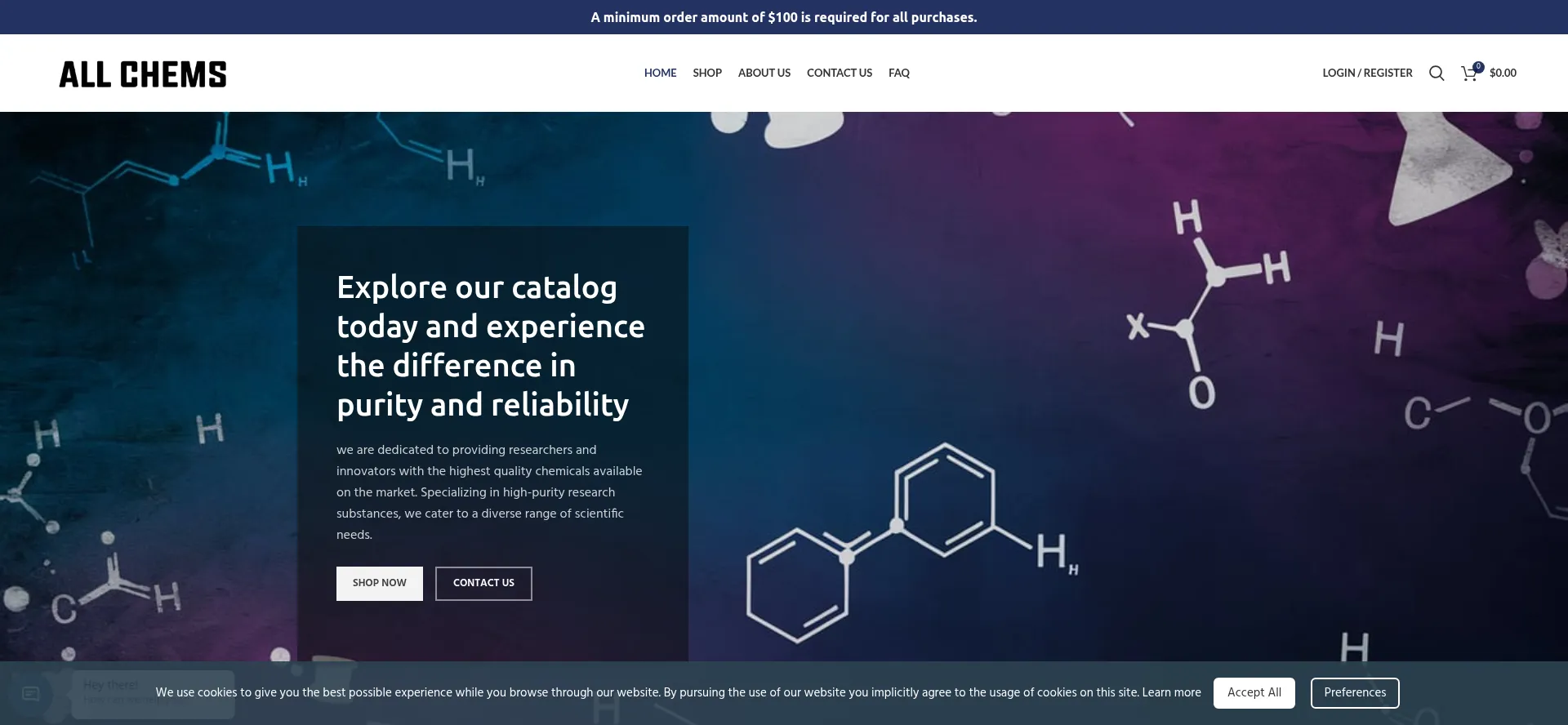 ¿Es All-chems.com una estafa o una tienda legítima? Muy baja confiabilidad 1/100
